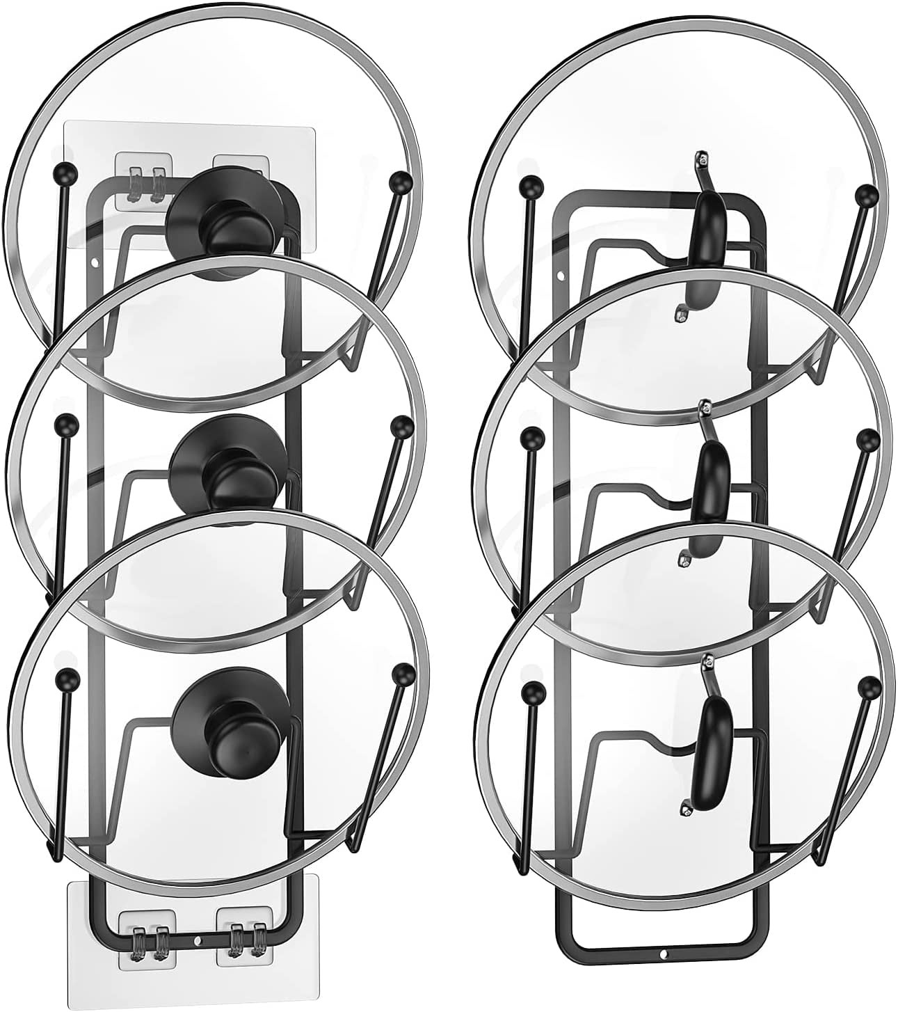 2-Pack Pot Lid Organizer Rack - 6 Tier Holder for Cabinet Door or Wall ...