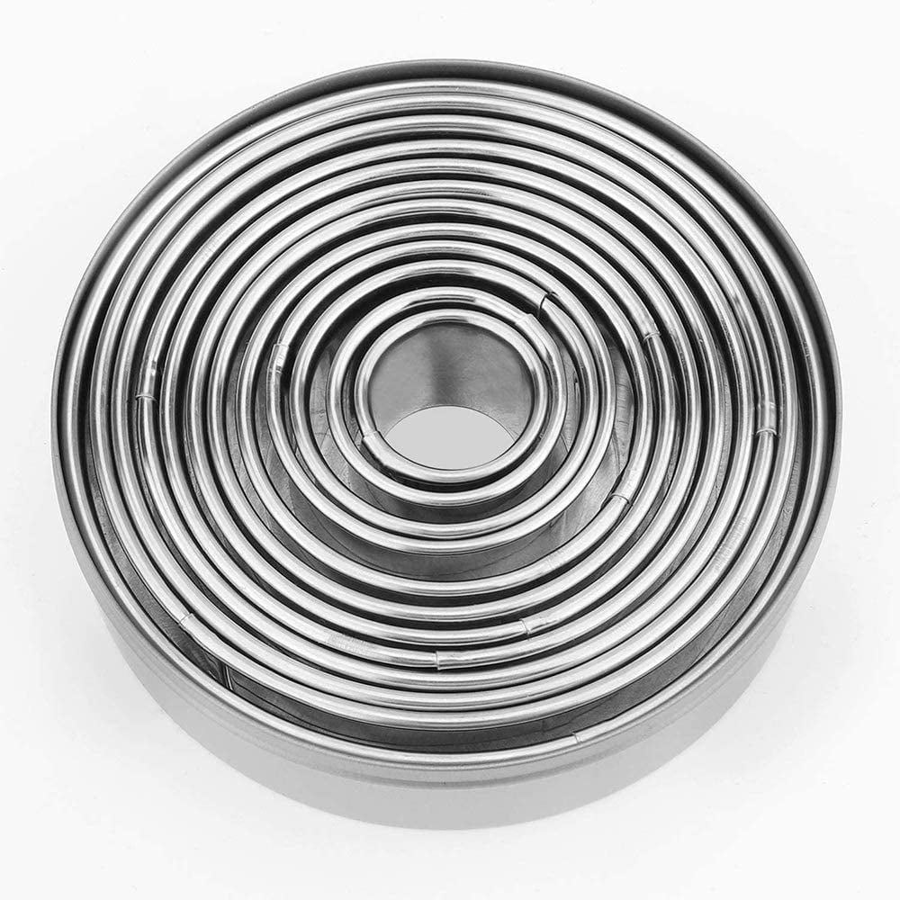 Round Cookie Biscuit Cutter 12 Pieces Set - Stainless Steels Circle Pastry | Teeo Creations USA